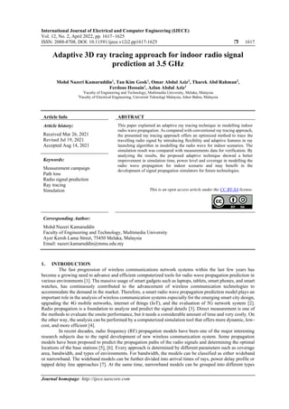 Adaptive 3D ray tracing approach for indoor radio signal prediction at 3.5 GHz | PDF | 3-D ...