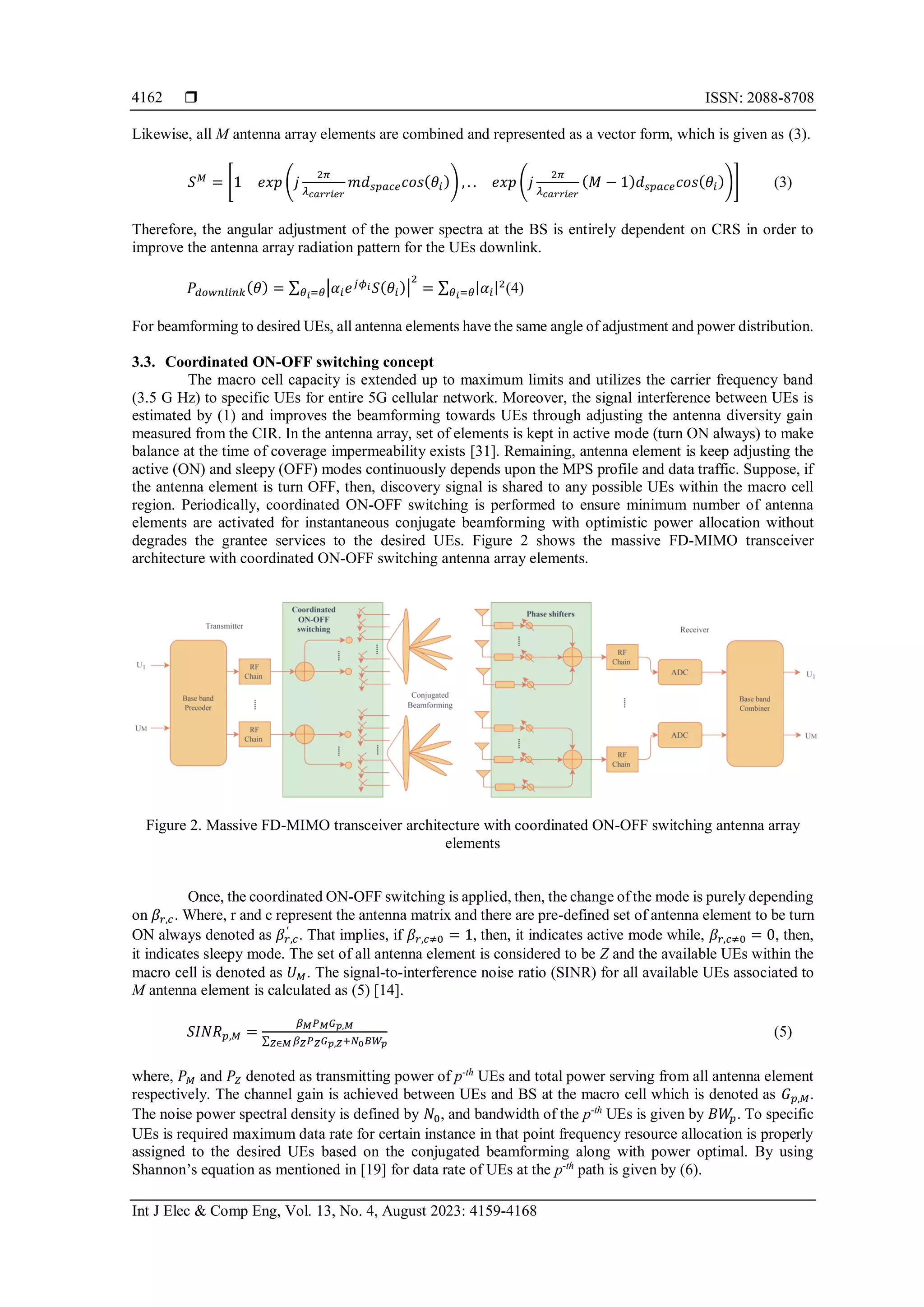 Downlink massive full dimension-multiple input multiple output downlink beamforming analysis at ...
