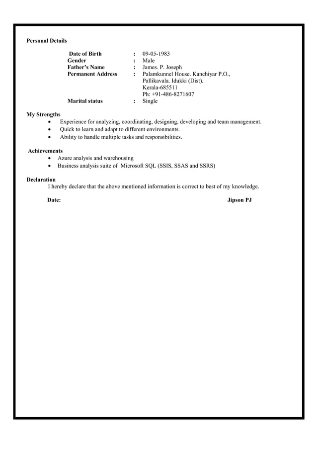 Jipson PJ Resume(Nov 2016) | DOC