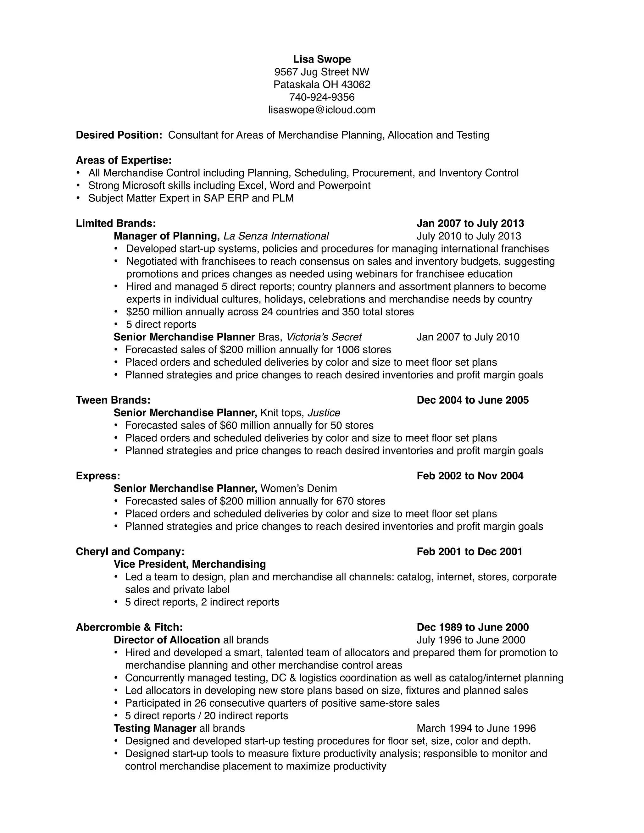 Lisa Swope Resume | PDF