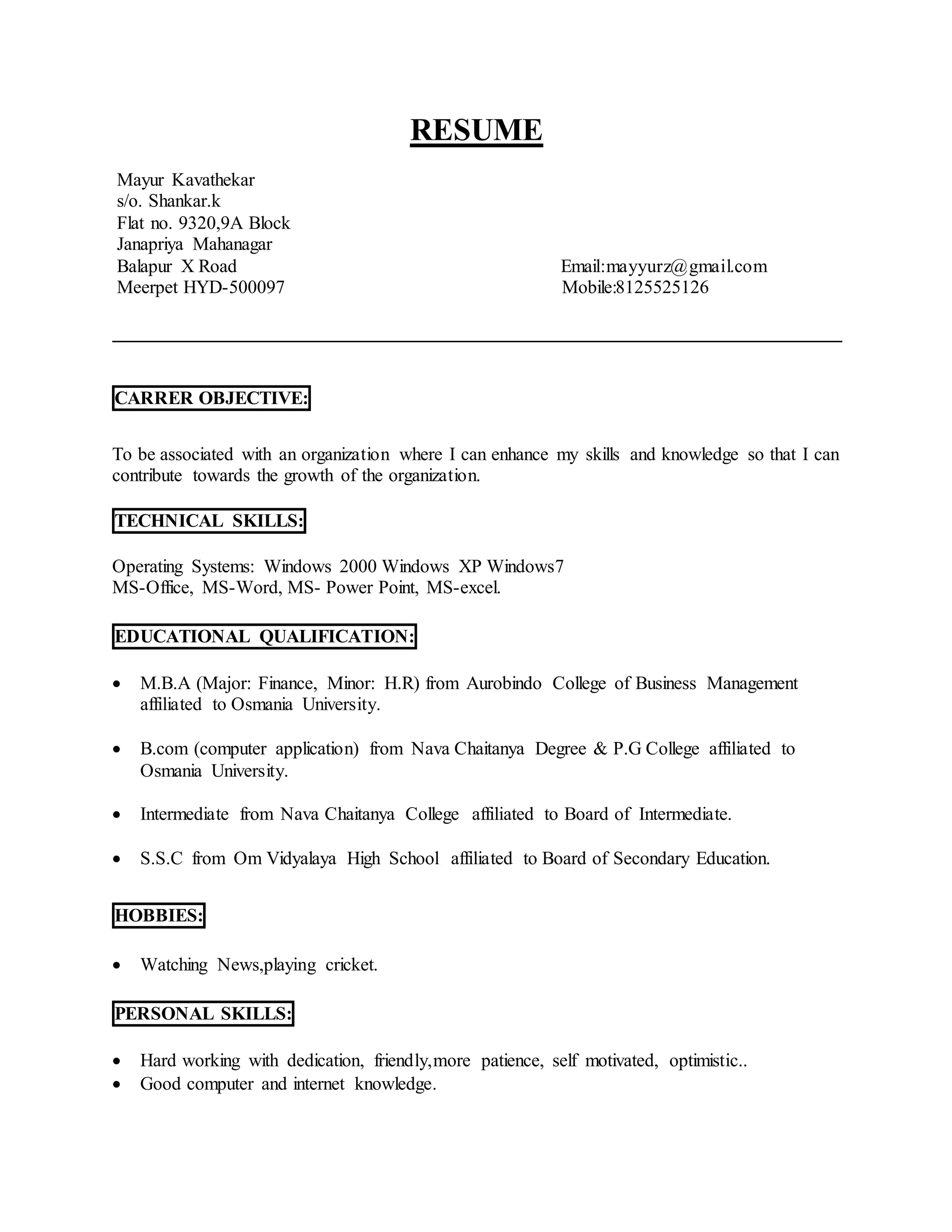 mayur resume 1 | DOCX