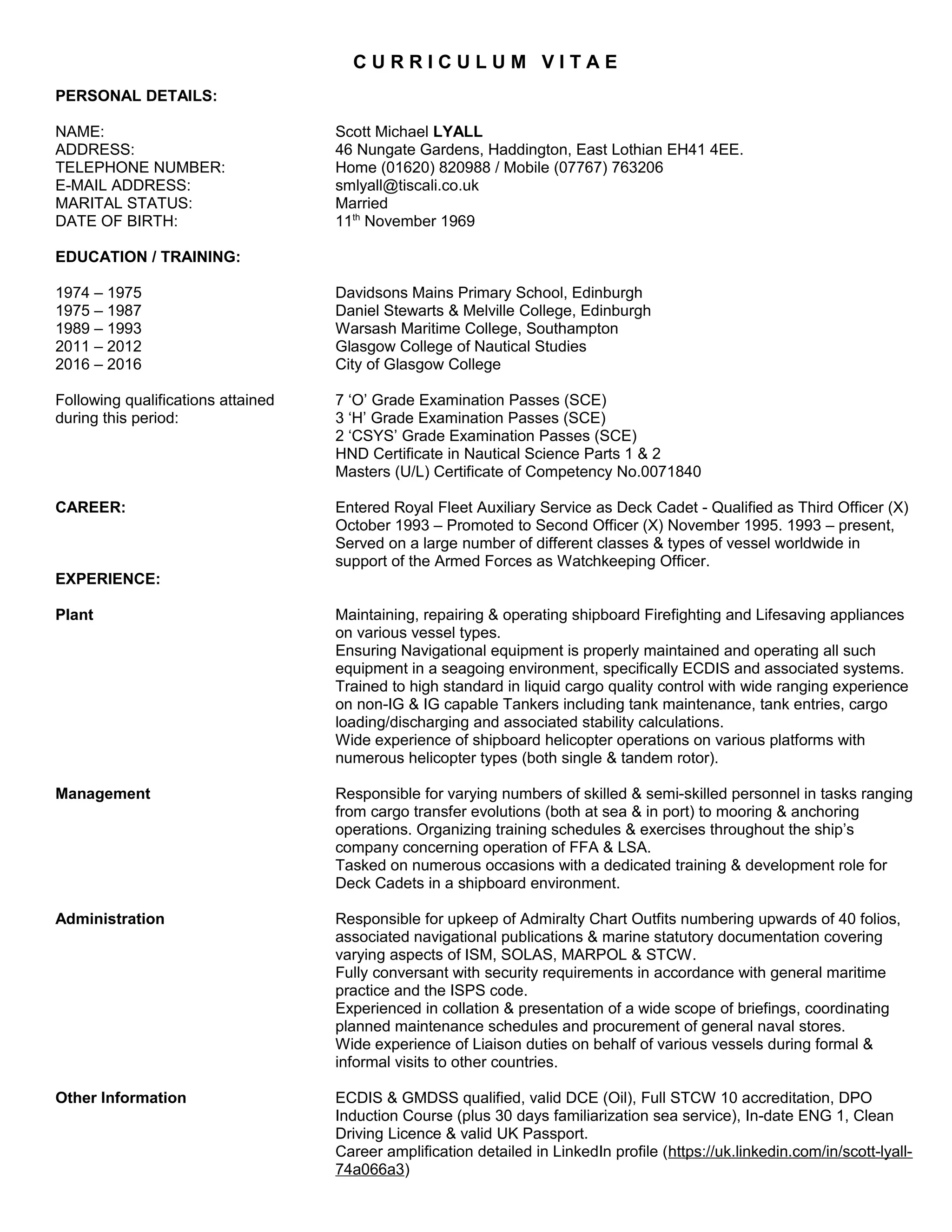 CV - Scott M Lyall | DOC