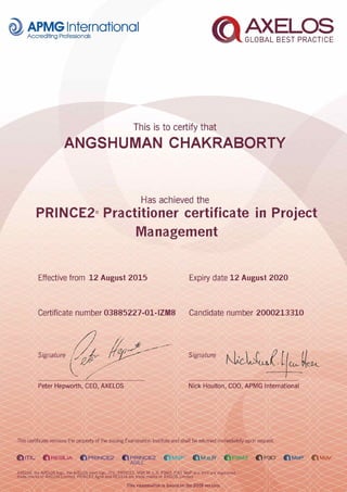 PRINCE2 Practitioner_Certificate | PDF