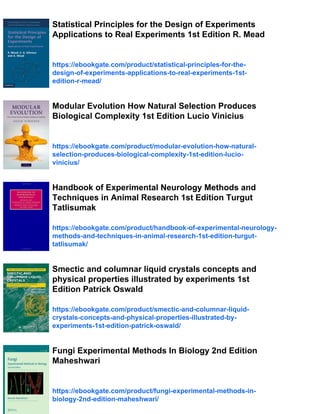 Experimental Evolution Concepts Methods and Applications of Selection ...