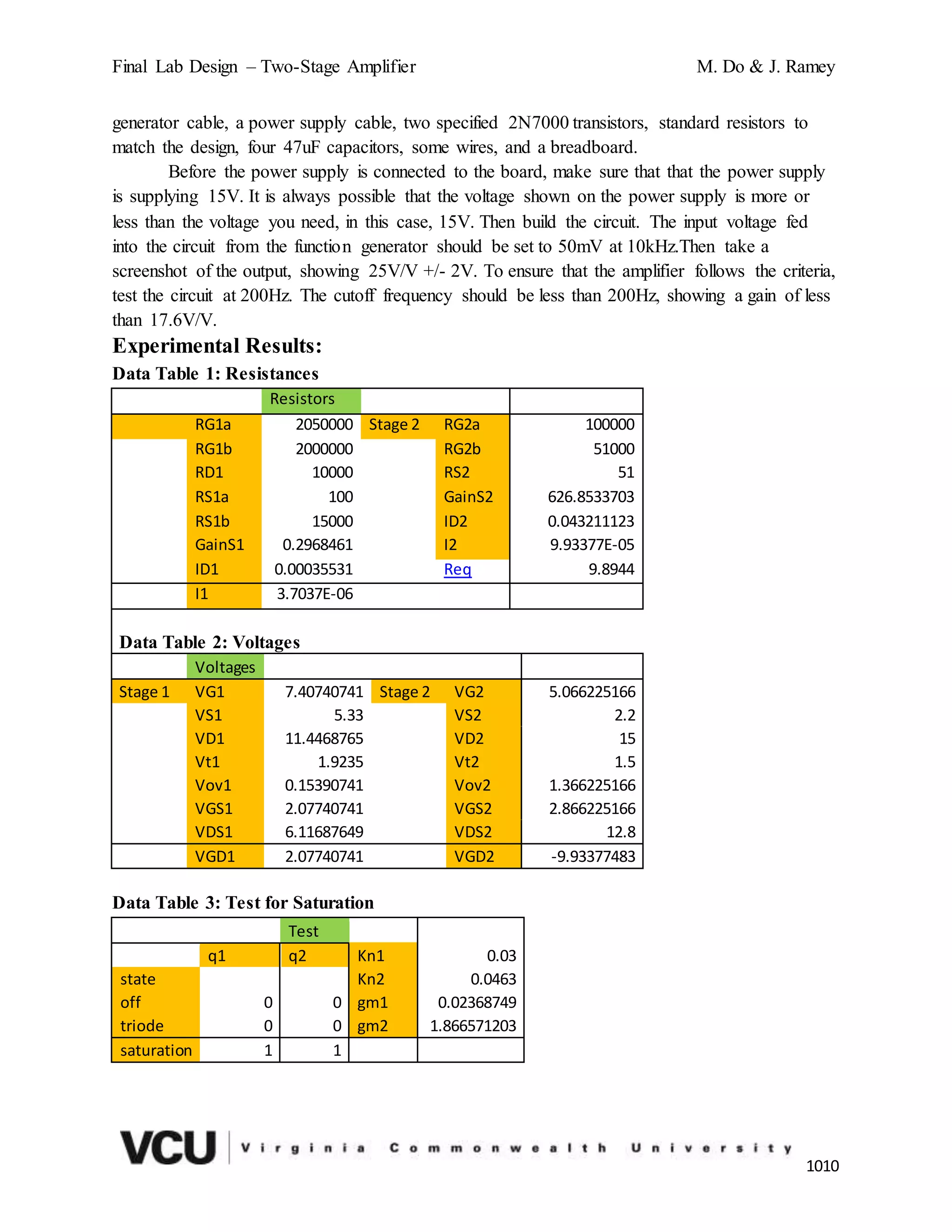 Two Stage Amplifier | DOCX