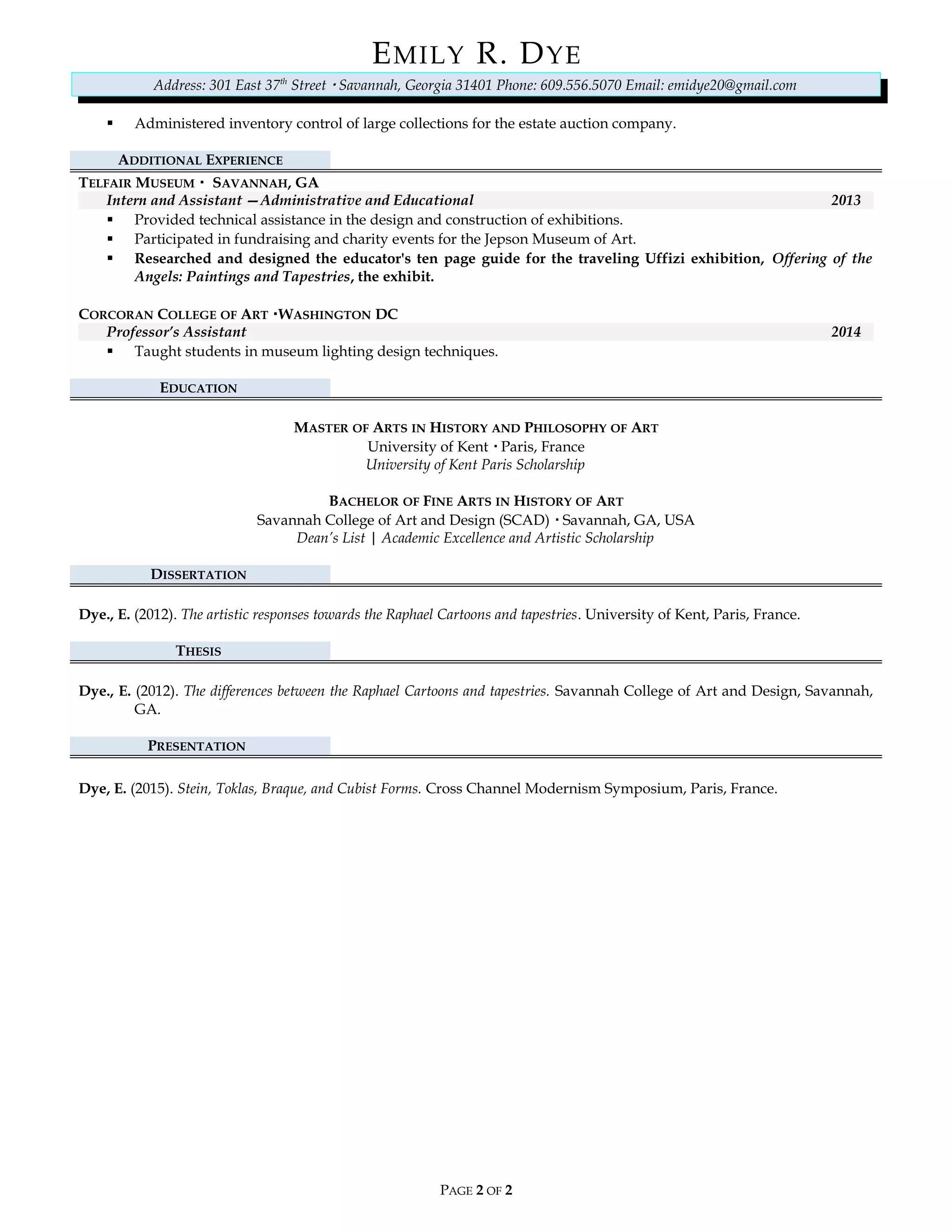 EmilyDye_SecondRevision CV | DOC