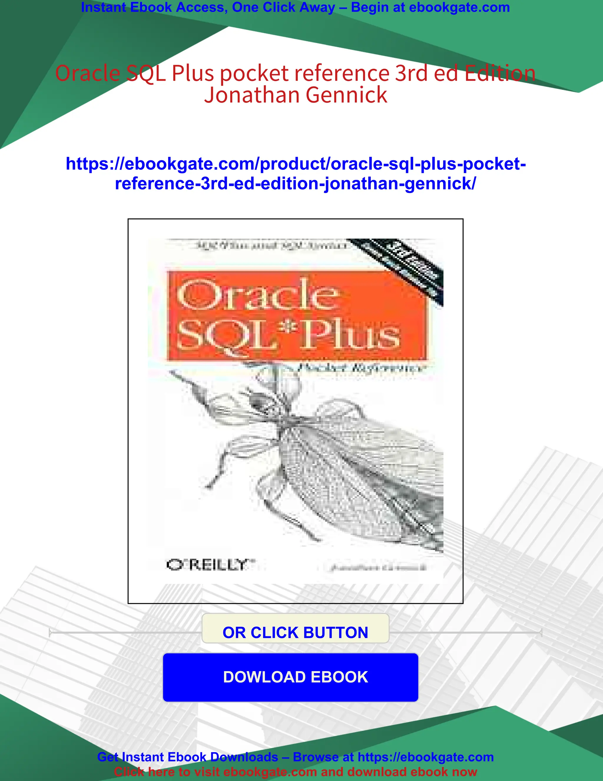 Oracle SQL Plus pocket reference 3rd ed Edition Jonathan Gennick | PDF