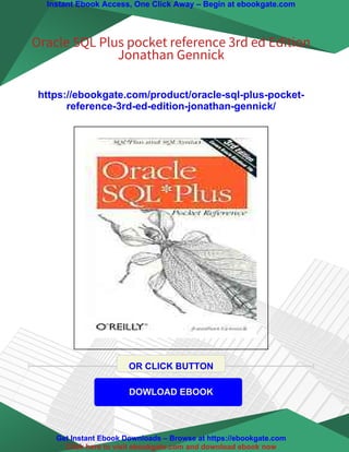 Oracle SQL Plus pocket reference 3rd ed Edition Jonathan Gennick | PDF