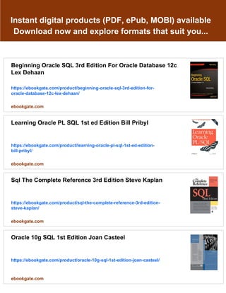 Oracle SQL Plus pocket reference 3rd ed Edition Jonathan Gennick | PDF