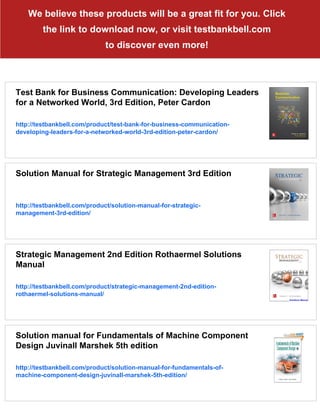 Strategic Management Communication for Leaders 3rd Edition Walker ...