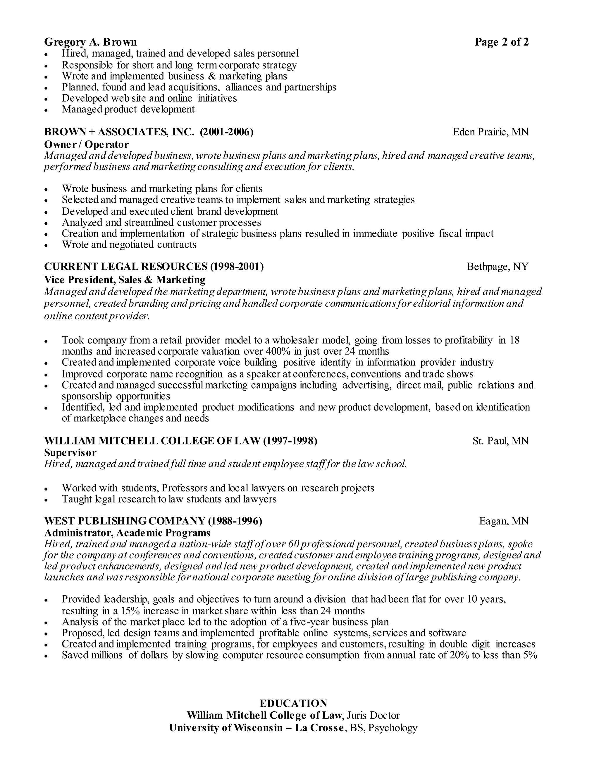 Gregory Brown - Chronological Resume | PDF