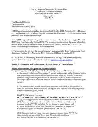 City of Las Vegas Wastewater Treatment Plant Inspection | PDF