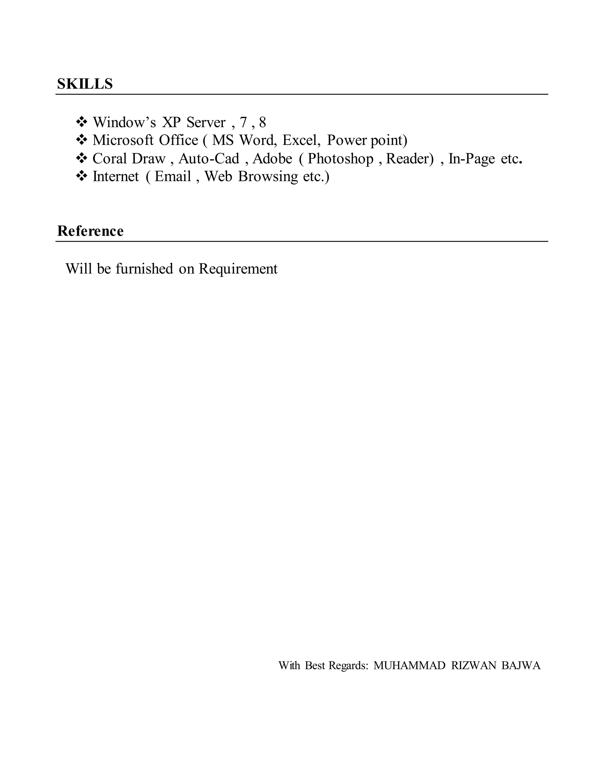 c.v | DOCX | Technology & Computing