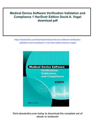 Medical Device Software Verification Validation and Compliance 1 Har ...