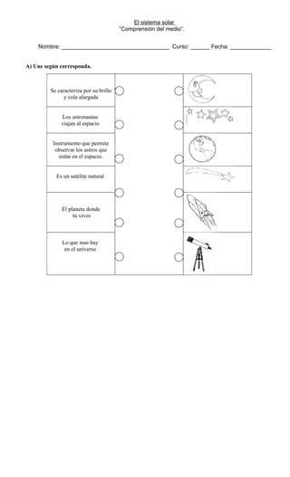 Prueba Del Sistema Solar Grado 4