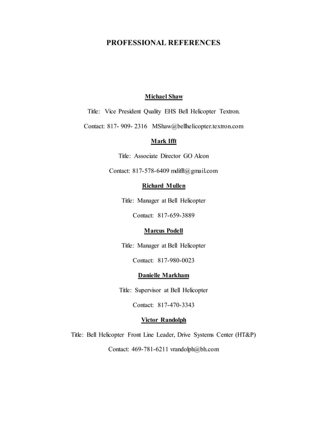 PROFESSIONAL REFERENCES | PDF