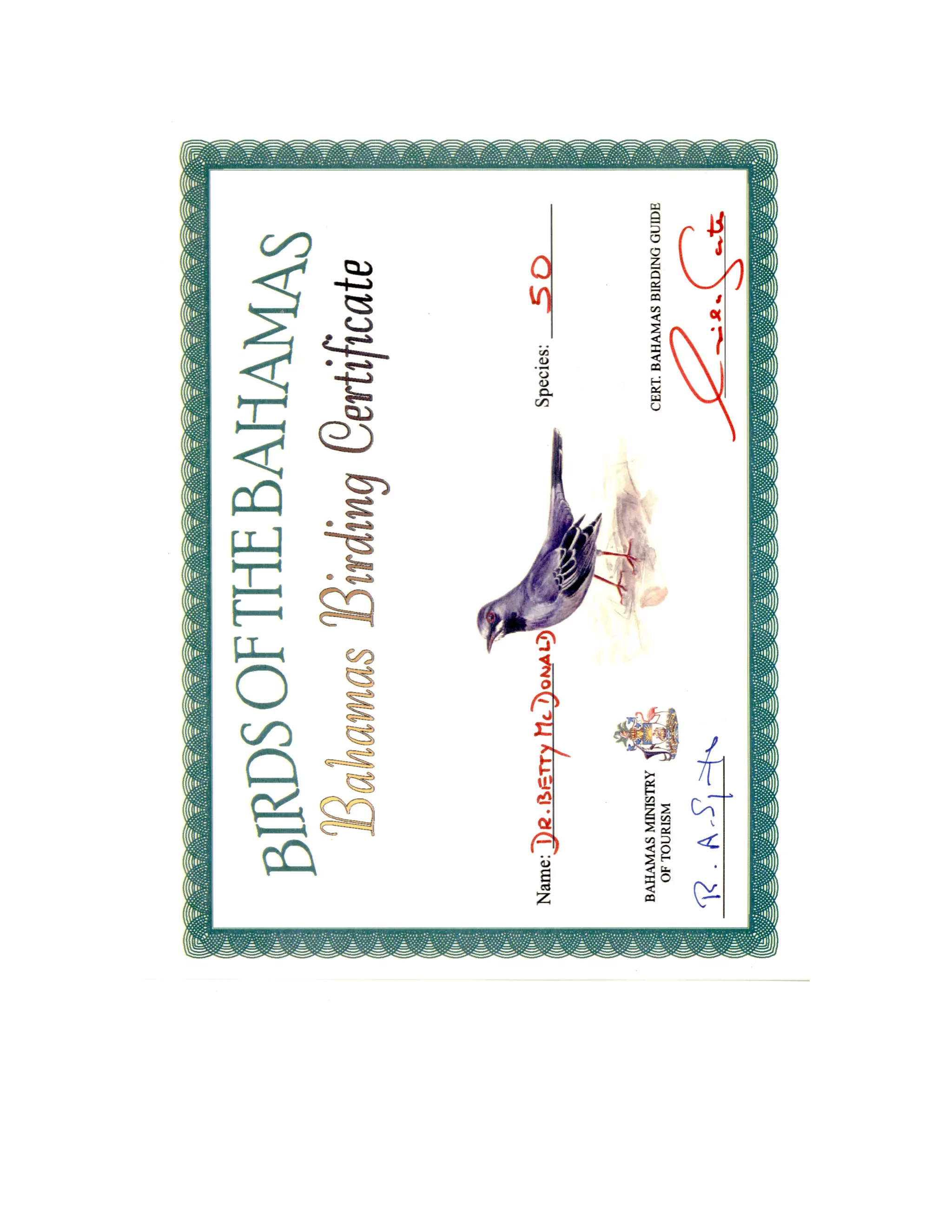 Microsoft Word - Dr Betty McDonald 's Birding 50 species of birds Cert ...