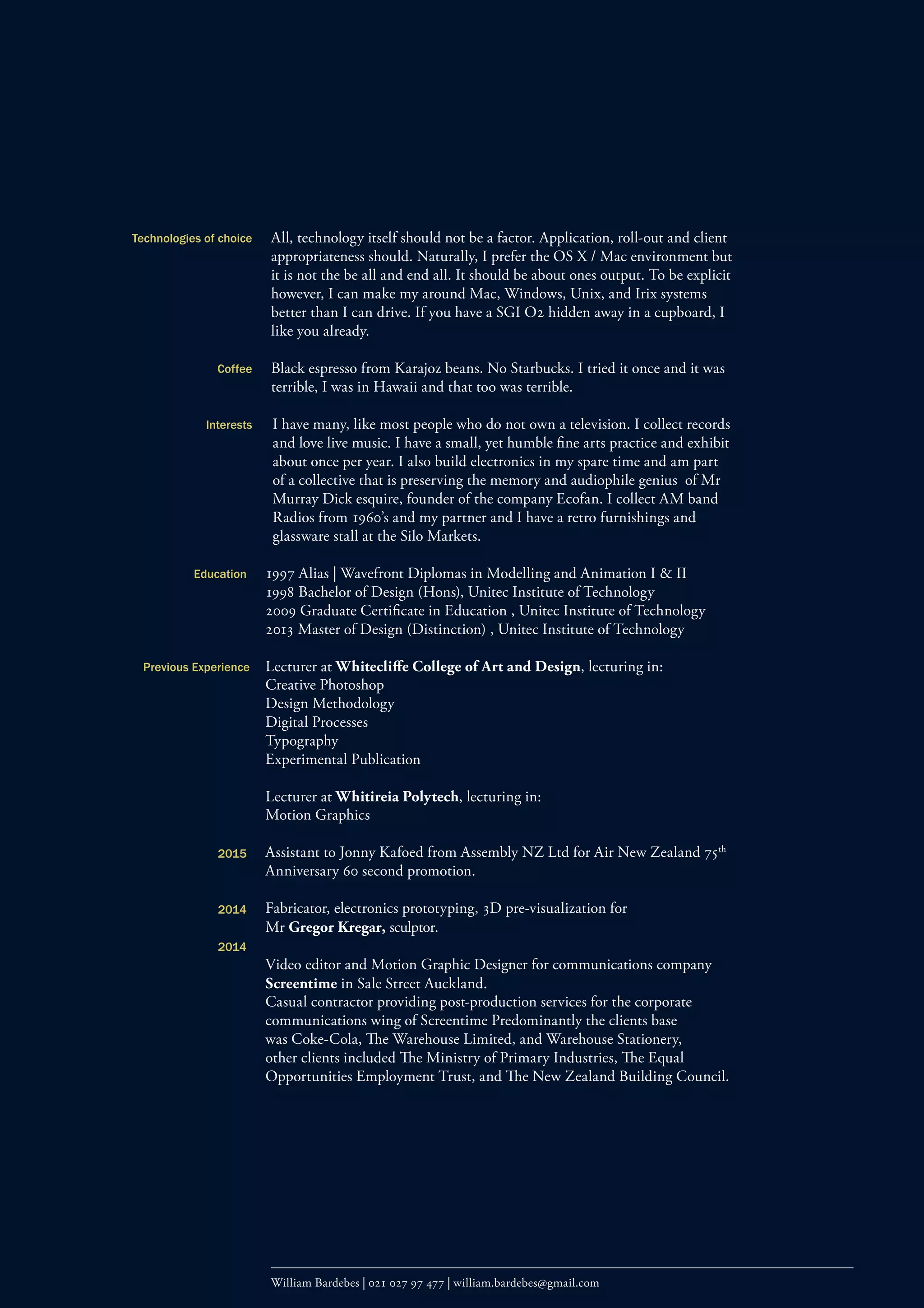 CV William Bardebes Sept 2016 | PDF