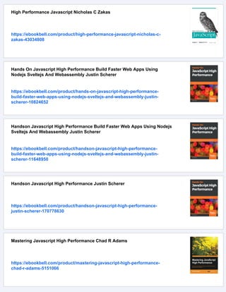 High Performance Javascript Nicholas C Zakas Nicholas C Zakas | PDF