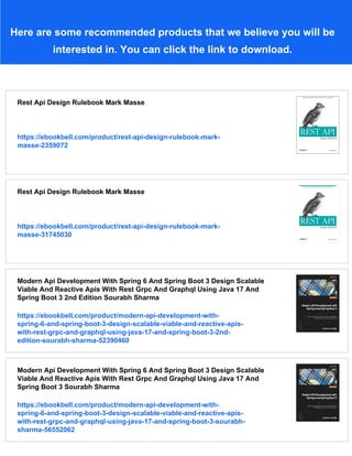 Rest Api Design Rulebook Mark Masse Masse Mark | PDF