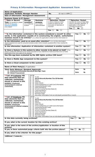 Structured Data Archiving Questionnaire Job Aid | PDF