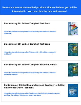 Biochemistry 7th Edition Campbell Test Bank | PDF