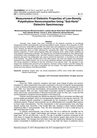 Measurement of Dielectric Properties of Low-Density Polyethylene ...
