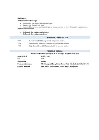 J S Pandey cv | PDF
