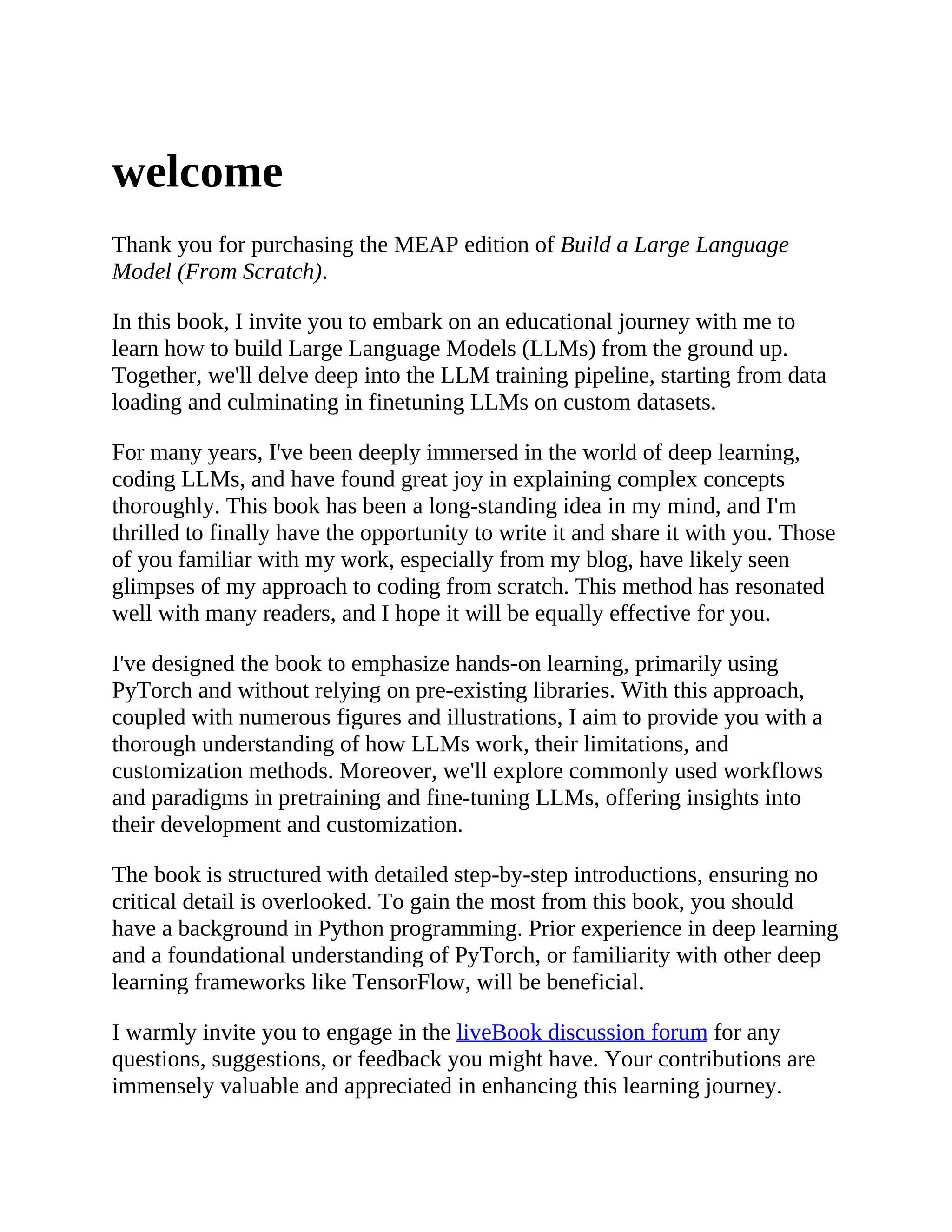 Build a Large Language Model From Scratch MEAP Sebastian Raschka | PDF