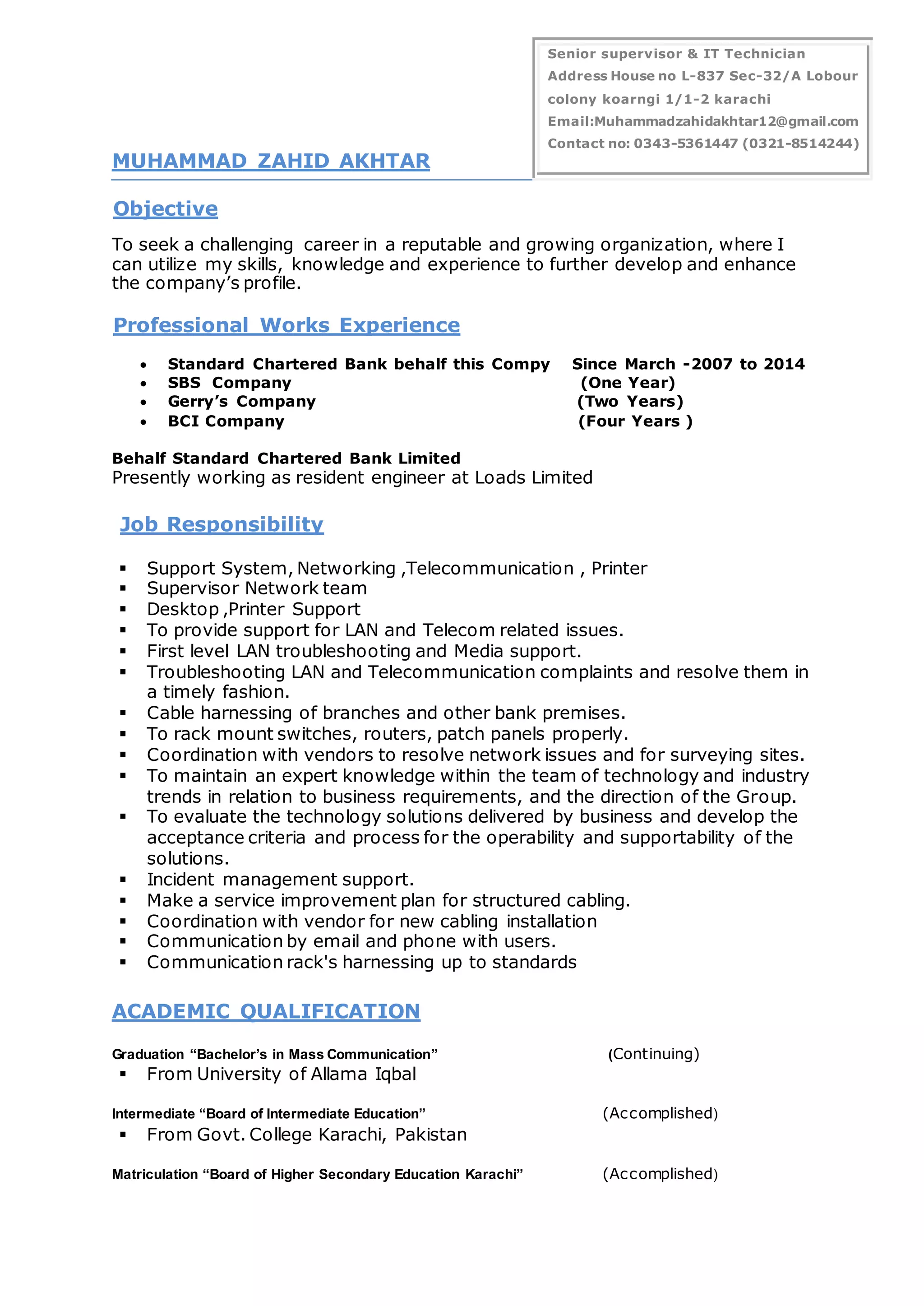 ZAHID(New CV) | DOCX