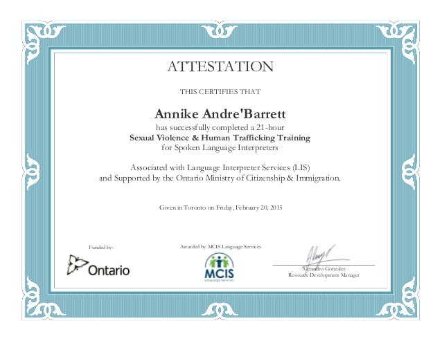 AAndre'Barrett SVHT Certificate