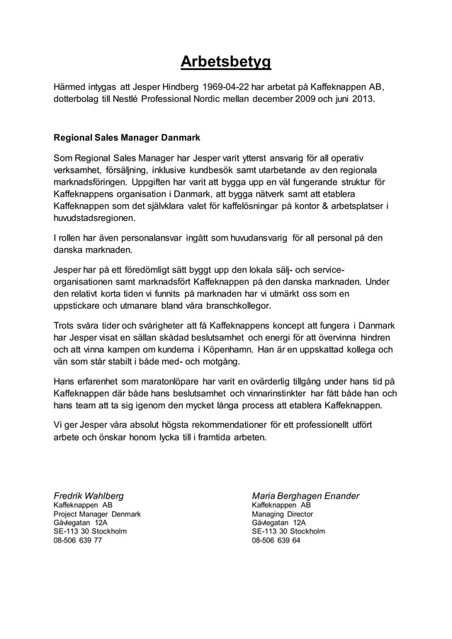 Arbetsbetyg Jesper | PDF