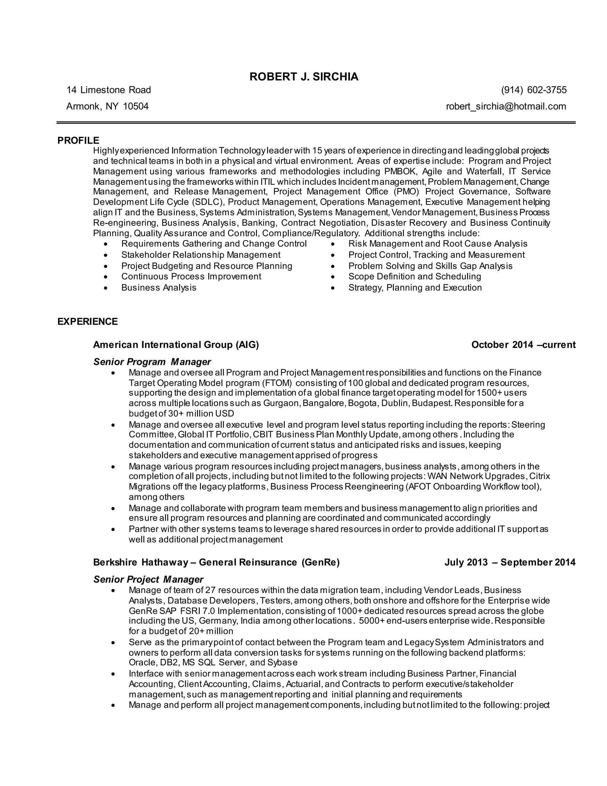 Robert_Sirchia - Resume Document | PDF