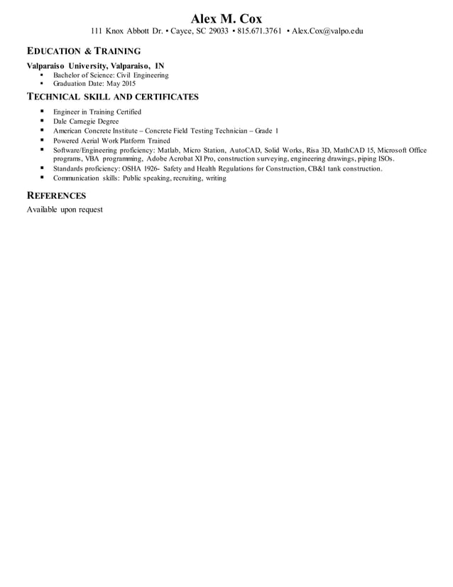 Alex Cox - Resume 12-25-16 | PDF