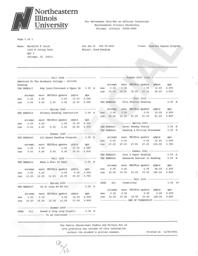 Northeastern transcript
