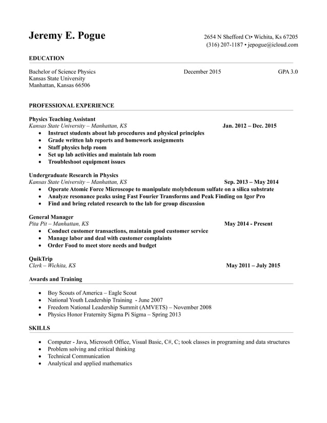 Jeremy Pogue Resume | PDF