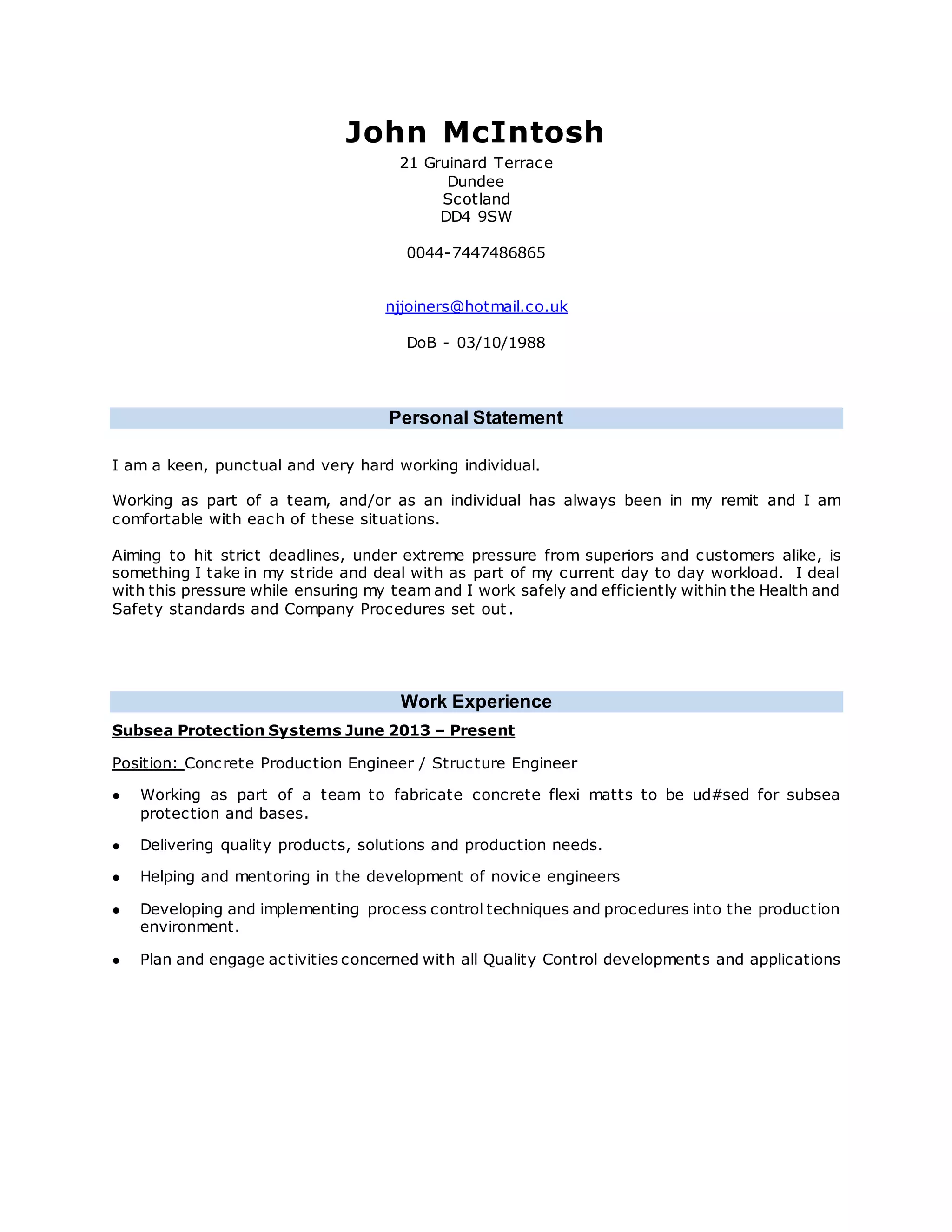 John mcintosh CV_2014 | PDF