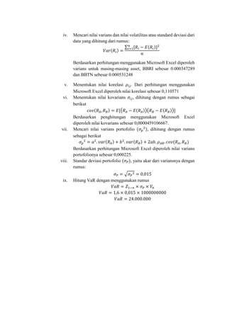 MAKALAH - PENGUKURAN VALUE AT RISK PORTOFOLIO SAHAM PADA BANK RAKYAT ...
