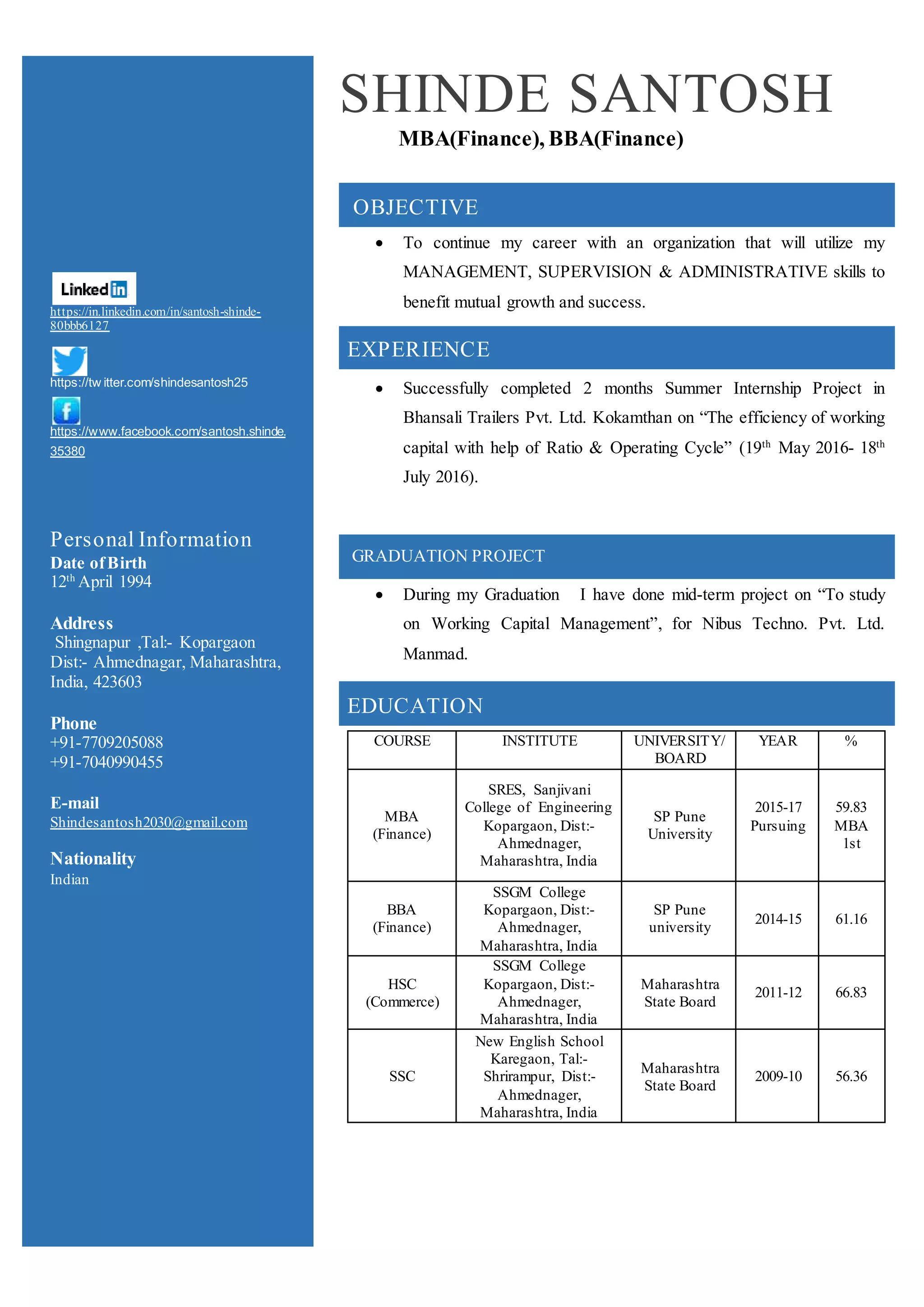 santosh resume1 | PDF
