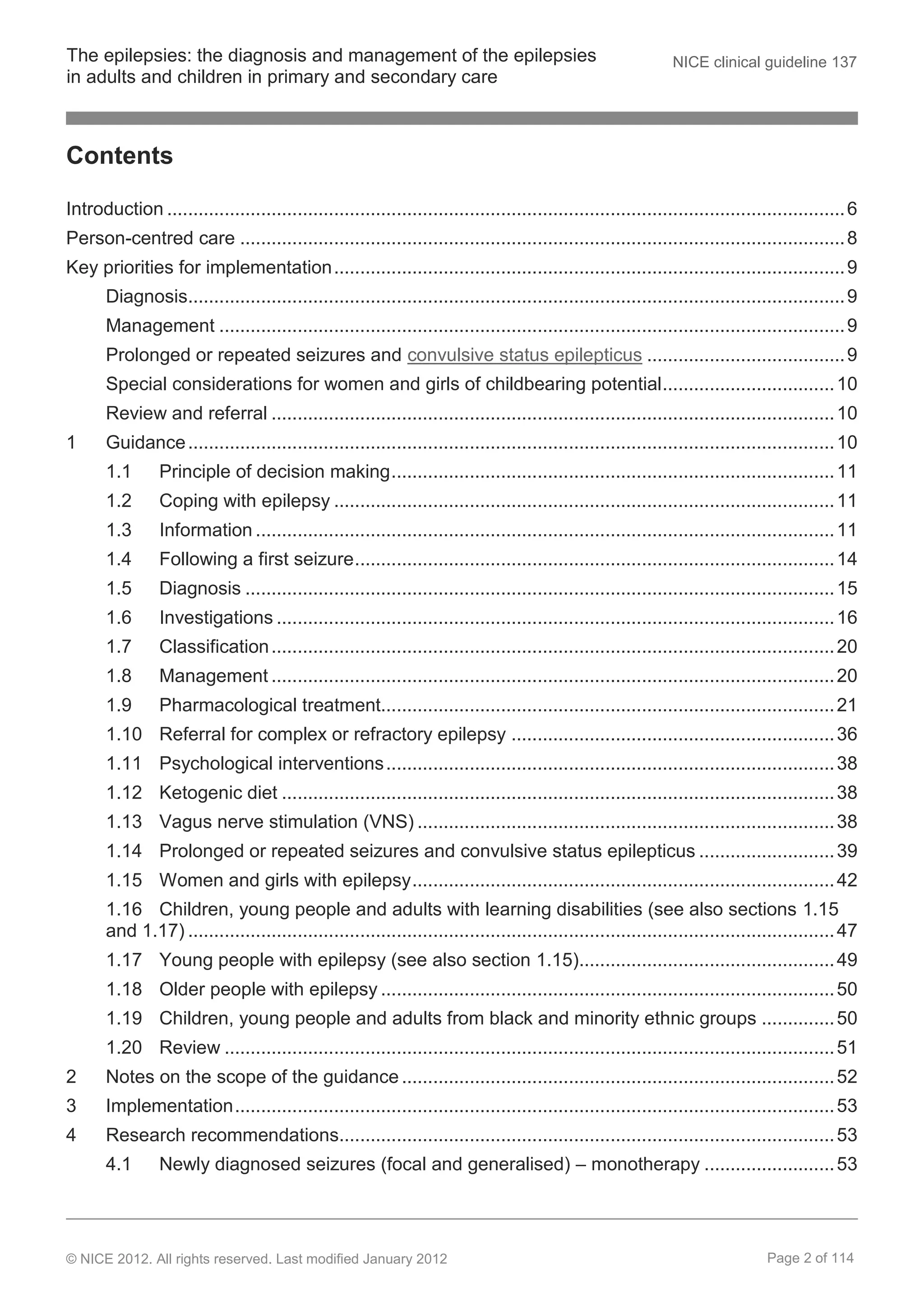Guidelines of Epilepsy by NICE | PDF