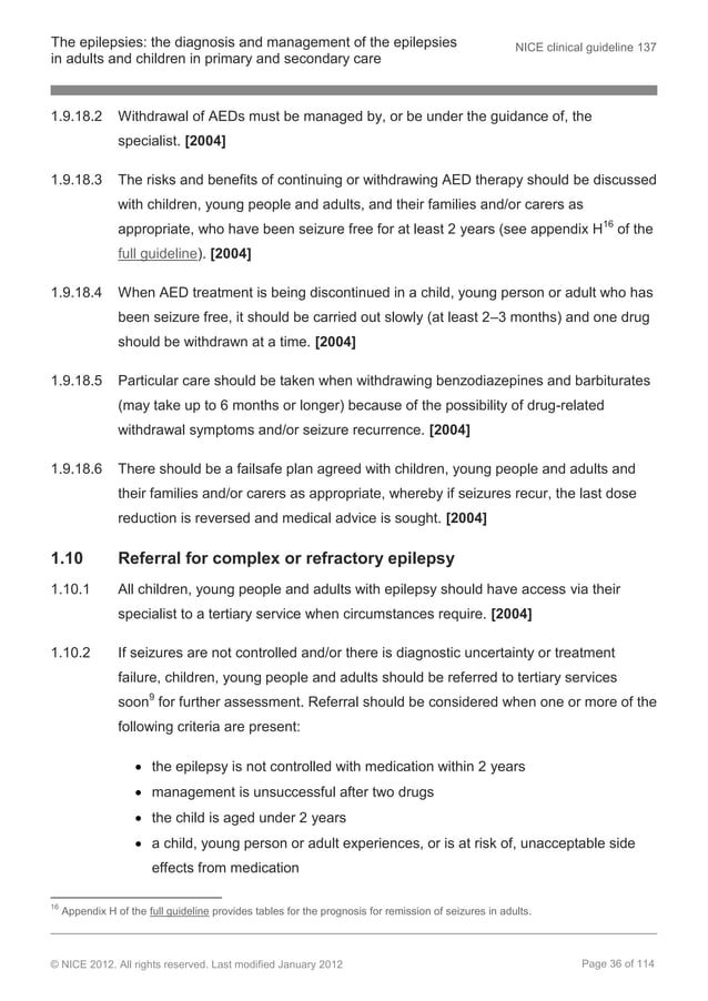 Guidelines of Epilepsy by NICE | PDF