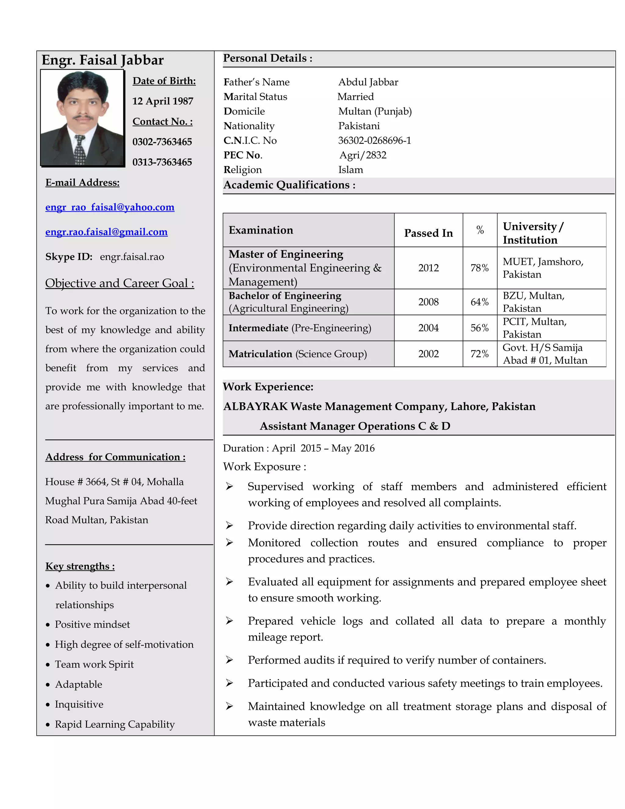 CV Faisal Jabbar | PDF