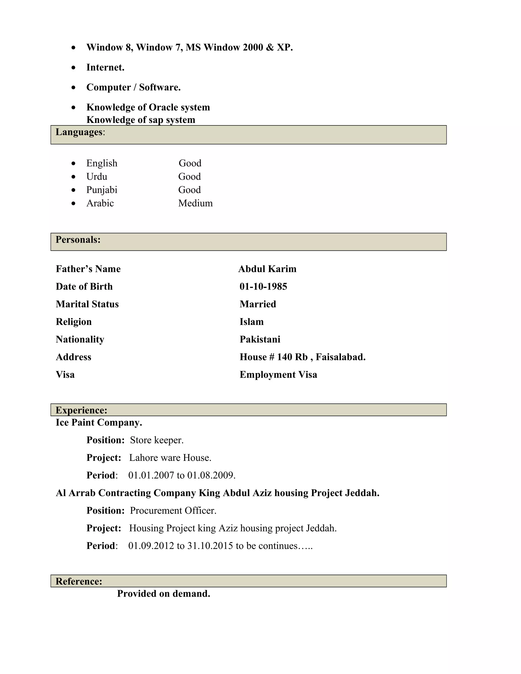 Aqib CV 31.08.2015 | Business | Business and Finance