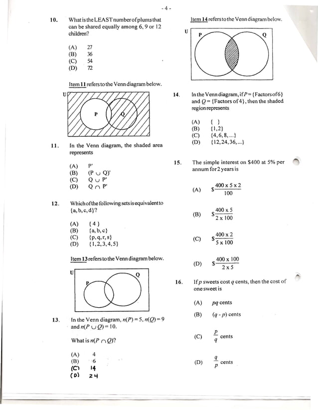 Cxc Maths 2009 P1 Pdf