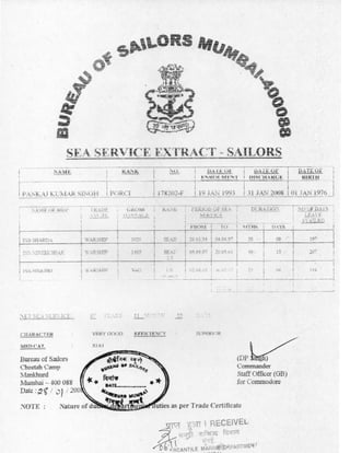 Sea service extract | PDF