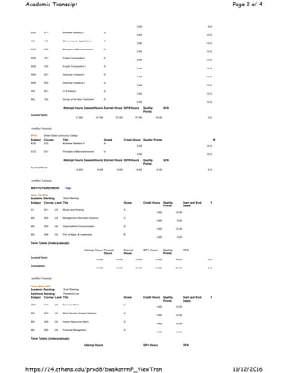 Athens State Transcript | PDF