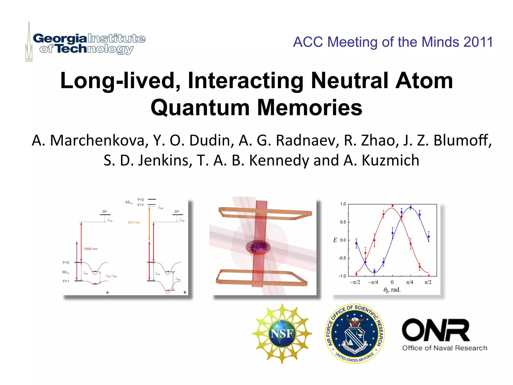 Neutral Atom Quantum Memories | PPT