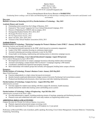 Arsema Assefa RESUME. 1 | PDF | Marketing and Advertising | Business