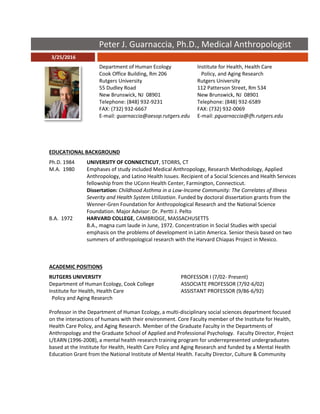 Academic Resume New 2016 | PDF