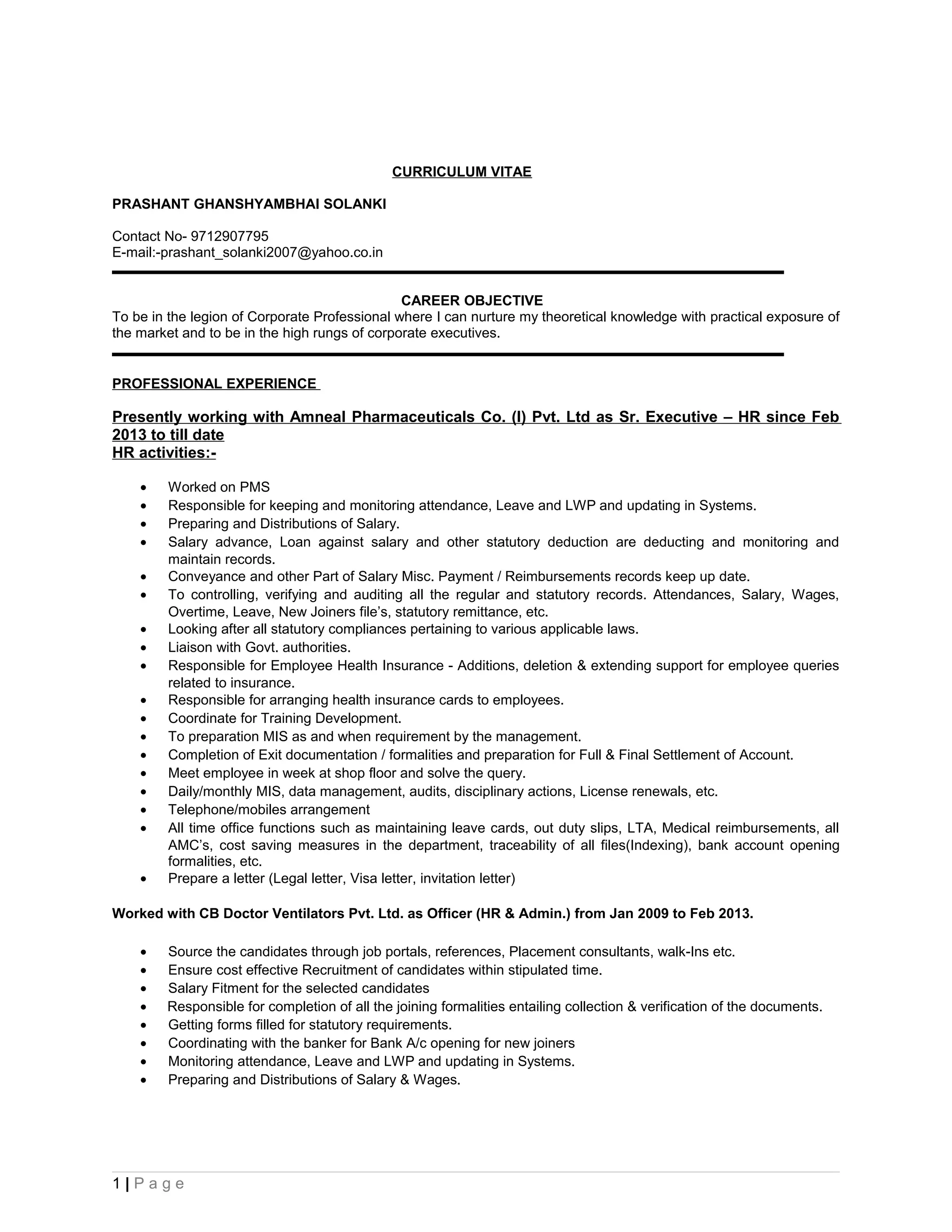 Resume - Prashant1 | DOC